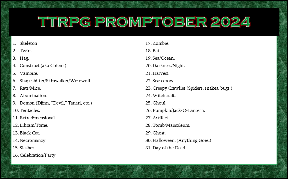 #Promptober2024 is Coming! – Jeff's Game Box